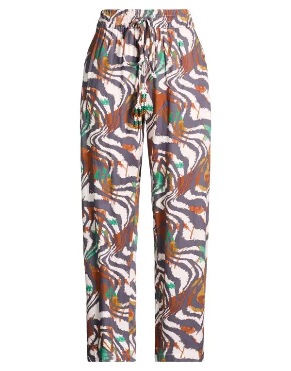 CONNOR & BLAKE Viscose Pants With Tiger Print And Beaded Drawstring