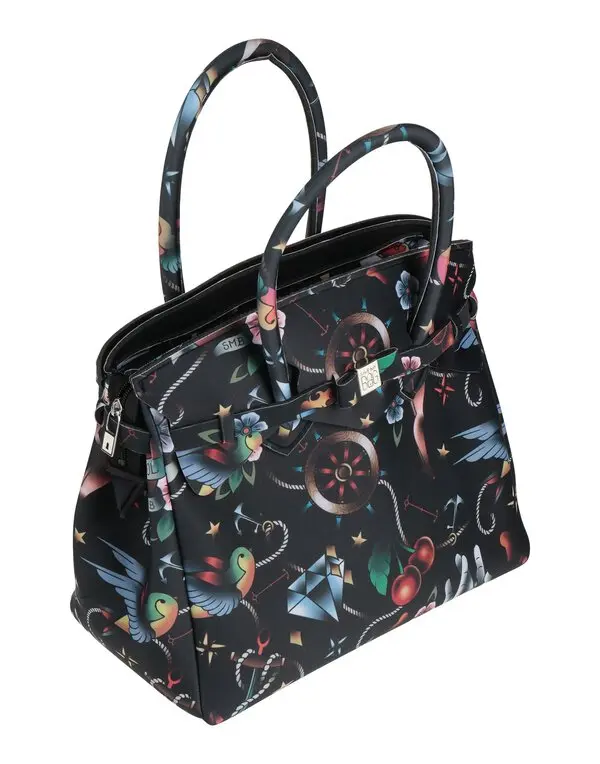 Save My Bag Printed Scuba Tote Bag - Black