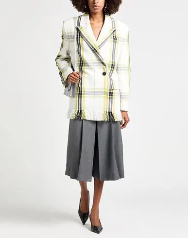 MSGM Tartan Canvas Double-breasted Blazer With Fringes