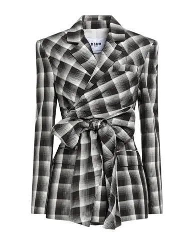 MSGM Single-breasted Tartan Blazer - Black