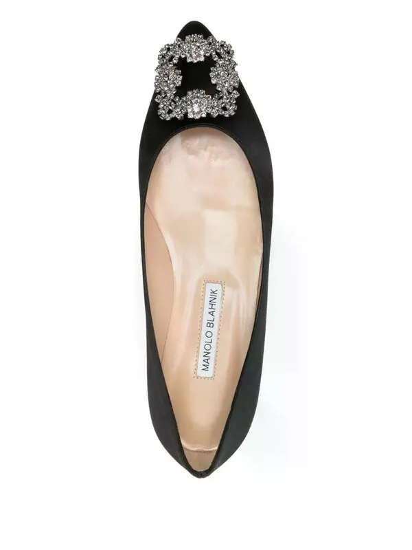 Manolo Blahnik Hangisiflat Embellished Pumps - Black