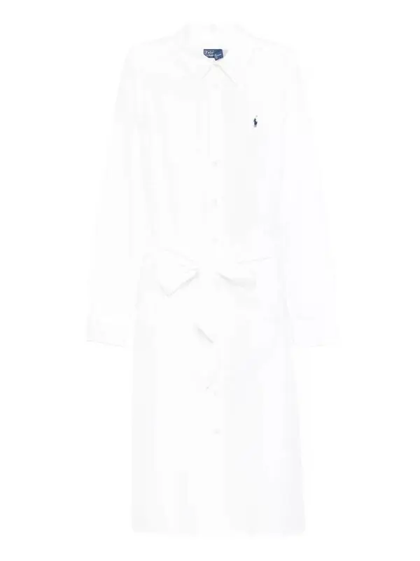 Polo Ralph Lauren Tie-waist Midi Shirt Dress - White