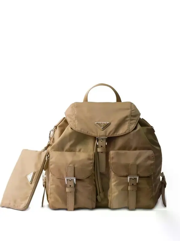 Prada Logo Backpack - Neutrals