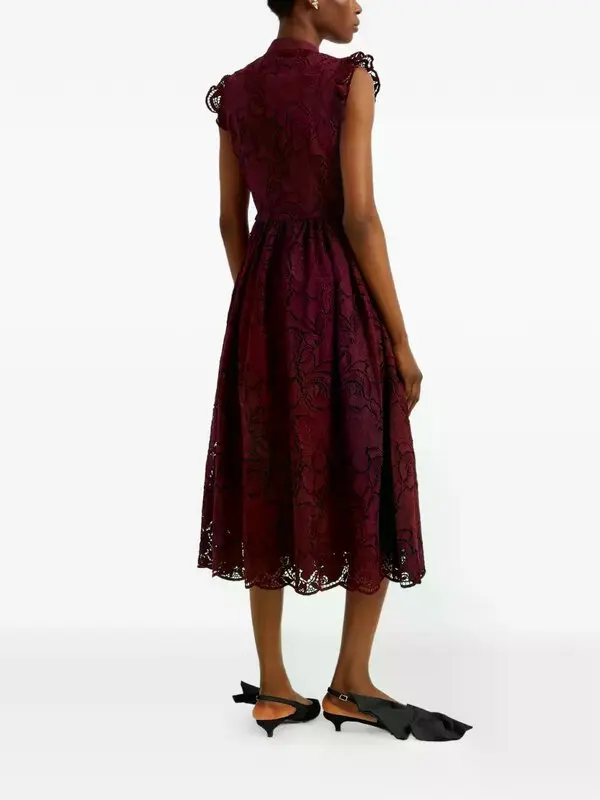 Erdem Ruffled Lace Midi Dress