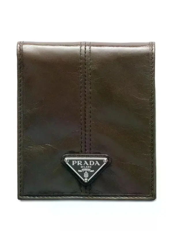 Prada Triangle Logo Leather Wallet - Brown