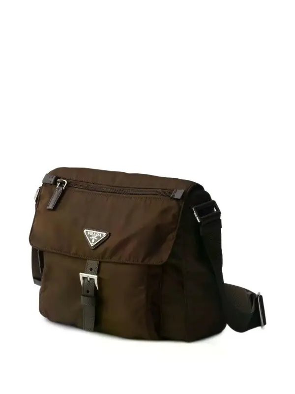 Prada Buckle Zipper Cross Body Bag - Brown