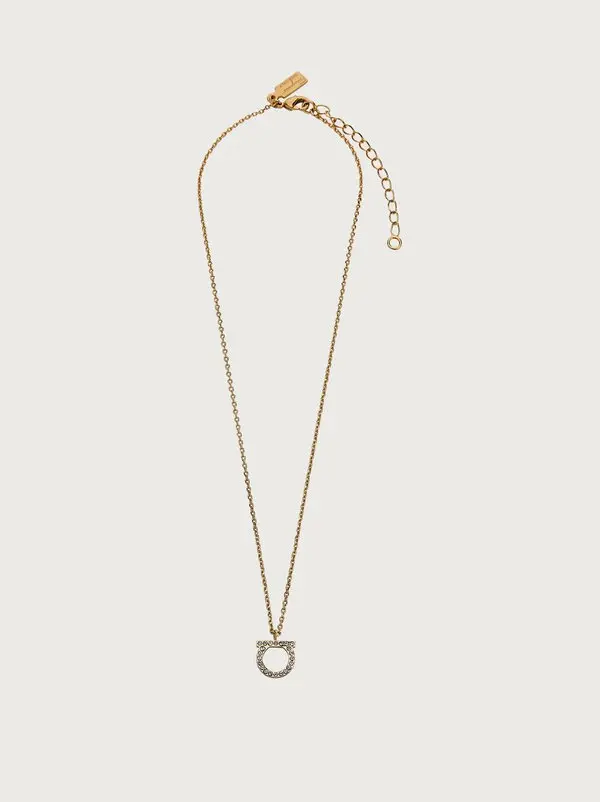 FERRAGAMO Gancini Crystals Necklace - Gold