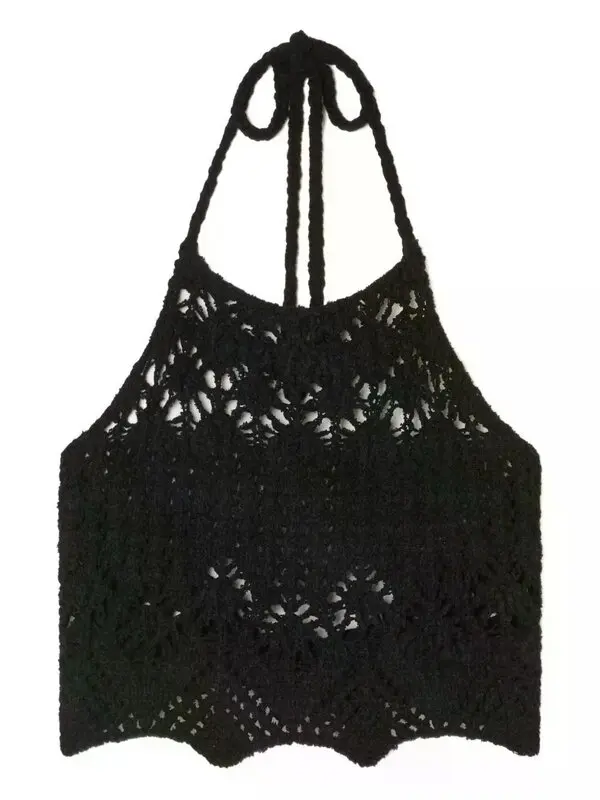 Alanui Crochet Halterneck Top - Black