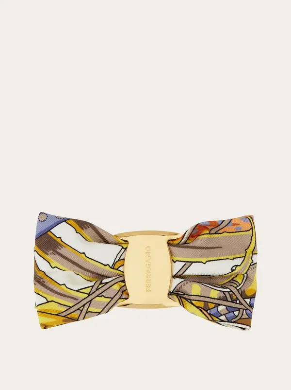 FERRAGAMO Hairclip With Bow And Rooster Print - Beige