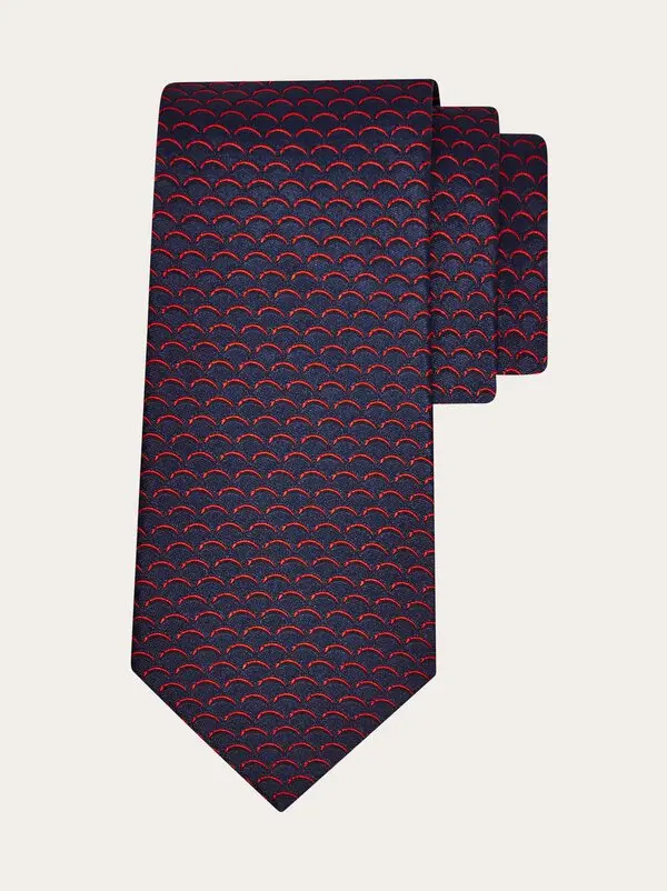 FERRAGAMO Archi Print Silk Neck Tie - Red