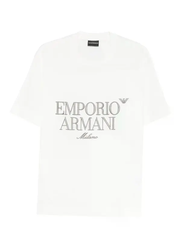 Emporio Armani Logo-embroidered T-shirt - White