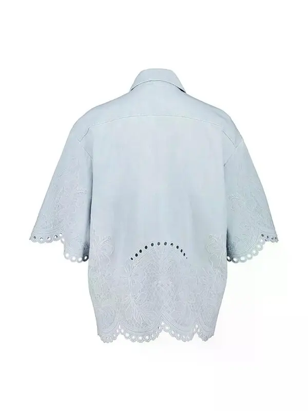 Zimmermann Floral-embroidered Denim Shirt - Blue