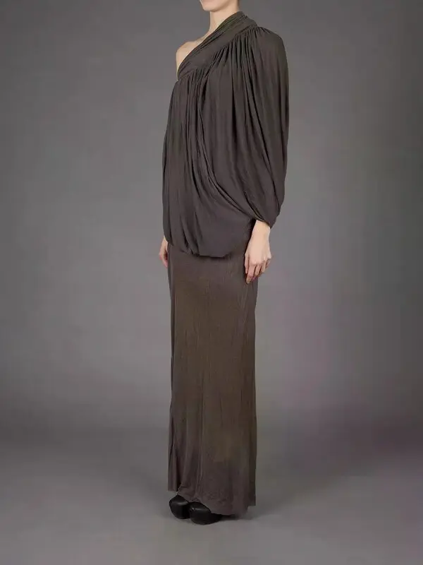 Rick Owens Asymmetric Sleeve Maxi Dress