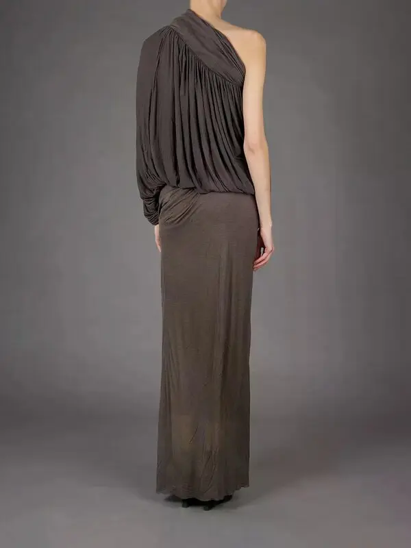 Rick Owens Asymmetric Sleeve Maxi Dress