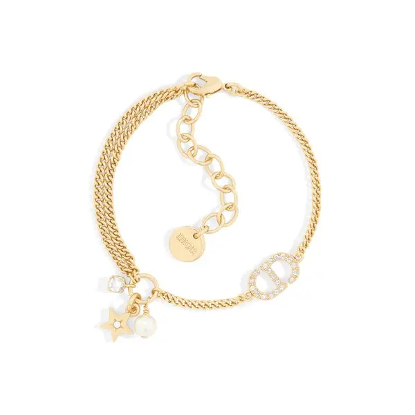 Dior Petit Cd Multi Bracelet - Gold-finish Metal, White Resin Pearl And Silver-tone Crystals