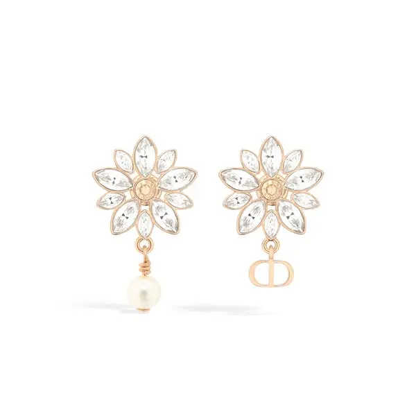 Dior Fleur De Glace Asymmetrical Earrings