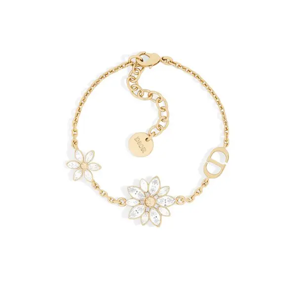 Dior Fleur De Glace Bracelet - Pale Gold-finish Metal With Gold- And Silver-tone Crystals