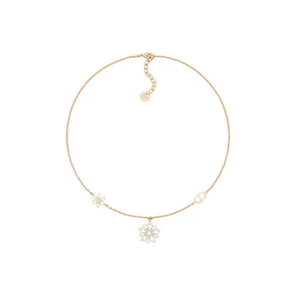 Dior Fleur De Glace Necklace - Pale Gold-finish Metal With Gold- And Silver-tone Crystals