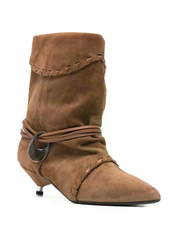 GISEL MOIRE Braided Buckle Boots