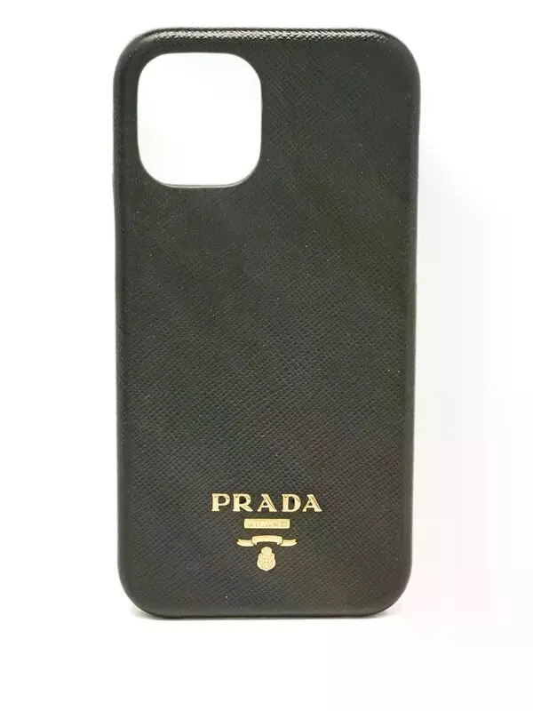 Prada Iphone 14 Leather Phone Case - Black