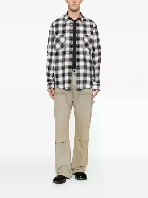 Amiri Bones-appliqué Plaid Shirt