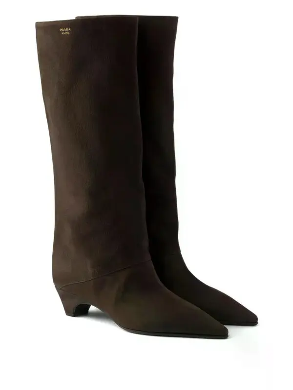 Prada 40mm Point-toe Leather Boots