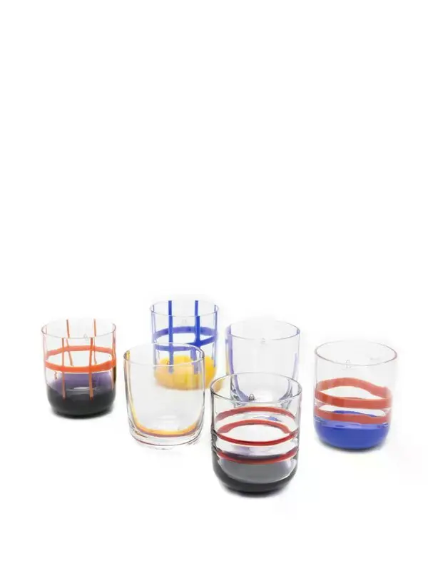 ICHENDORF MILANO Mouth-blown Striped Glasses - White