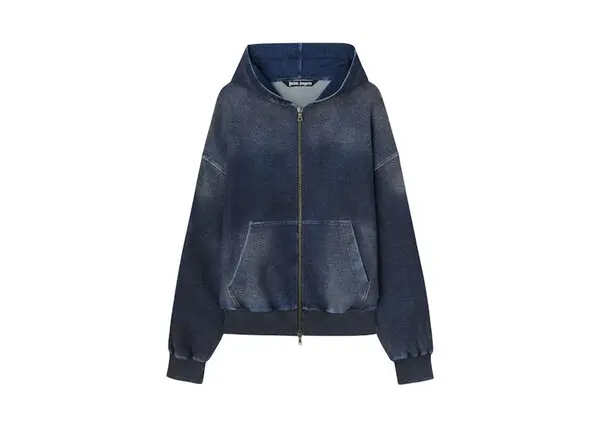 Palm Angels Series Washed Zip Hoodie - Navy Blue