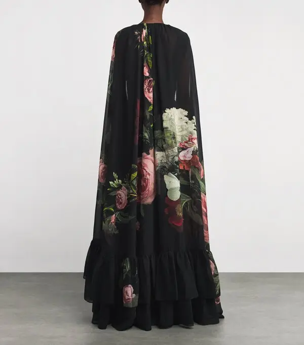 Alice + Olivia Cape-detail Roya Gown