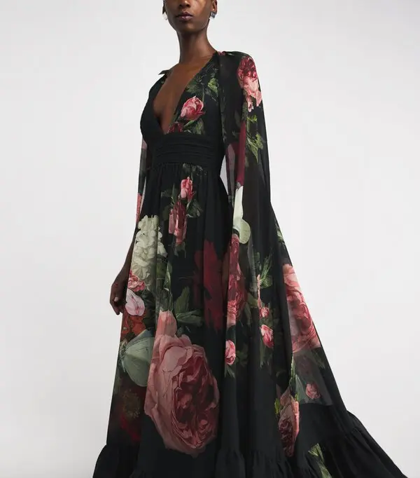 Alice + Olivia Cape-detail Roya Gown