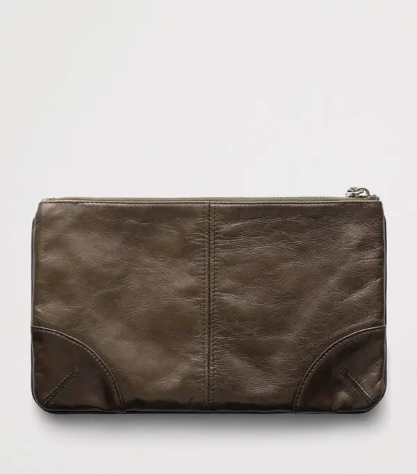 Prada Leather Pouch With Logo - Green