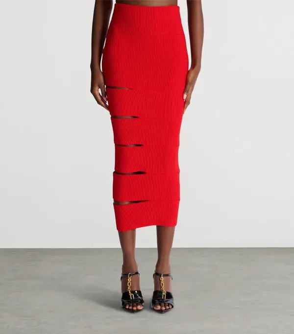 Balmain Knit Cut-out Maxi Skirt