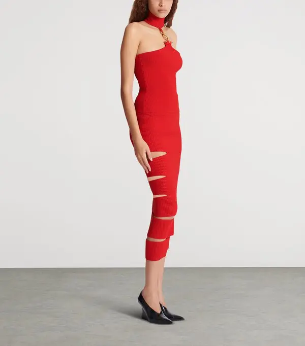 Balmain Knit Cut-out Maxi Skirt