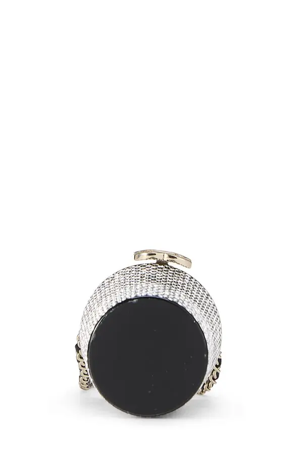 Chanel Crystal Lipstick Case With Chain Strap - Silver