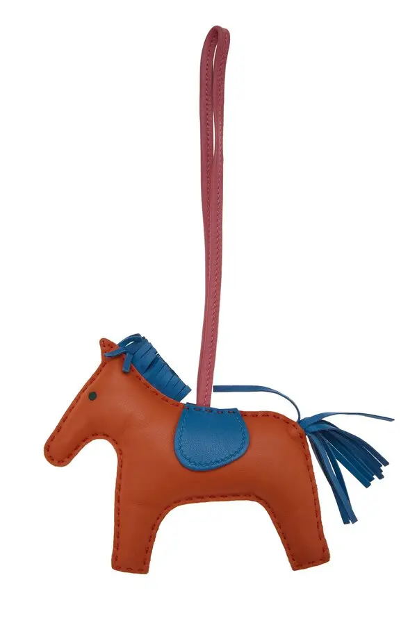 Hermès Multicolor Milo Leather Rodeo Bag Charm - Orange Poppy