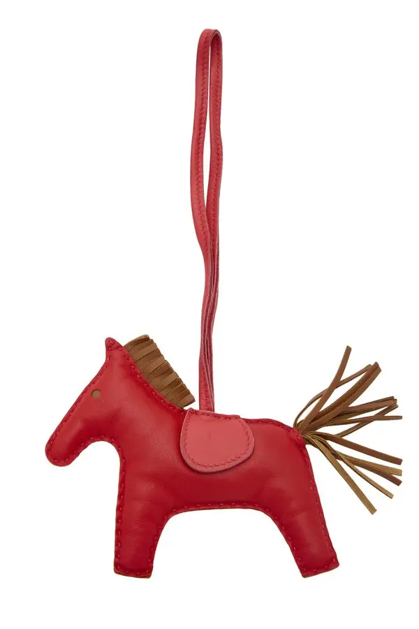 Hermès Multicolor Milo Leather Rodeo Bag Charm - Red