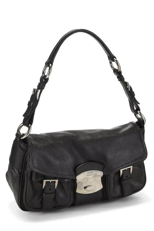 Prada Calfskin Double Pocket Shoulder Bag