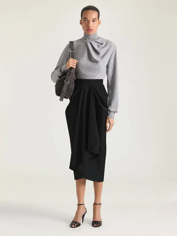 Givenchy Draped Merino Wool Sweater - Light Grey