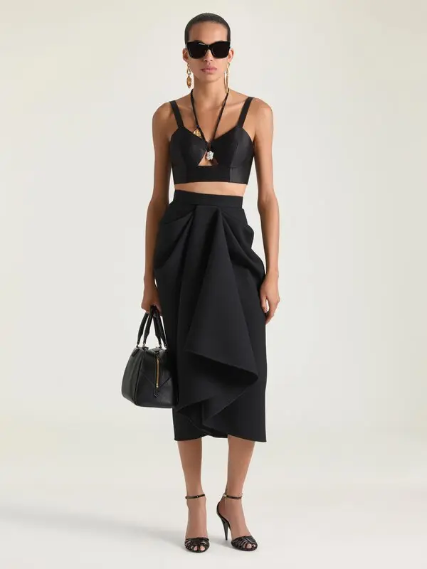 Givenchy Draped Midi Wool Skirt