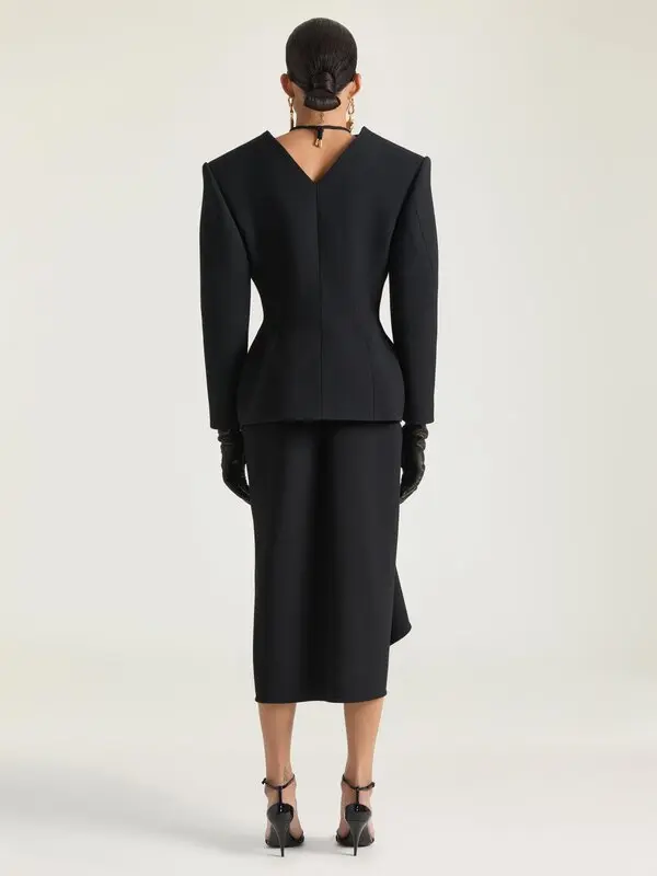 Givenchy Draped Midi Wool Skirt