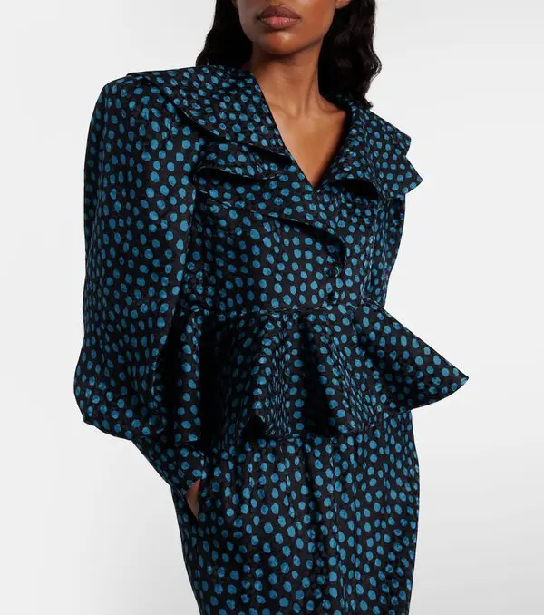 Chloé Polka-dot Peplum Silk Jacquard Blouse