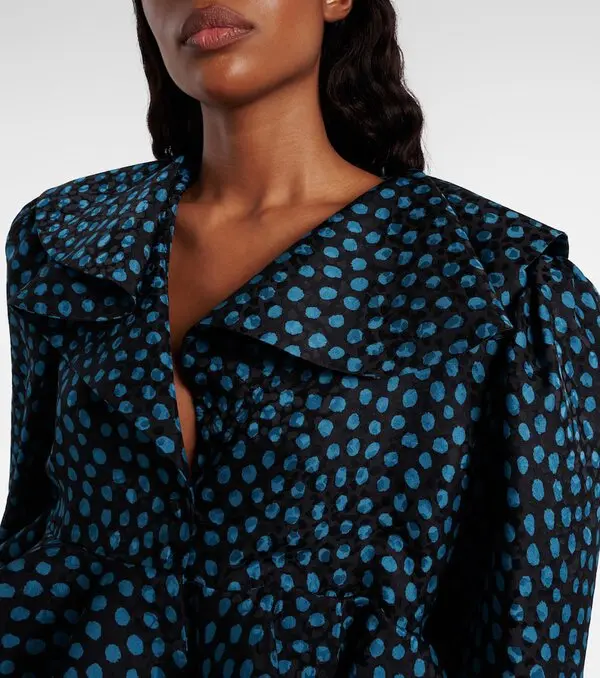 Chloé Polka-dot Peplum Silk Jacquard Blouse