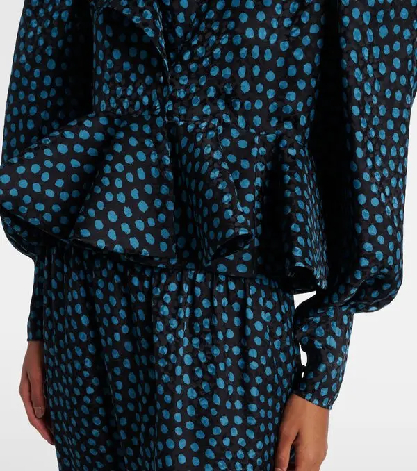 Chloé Polka-dot Peplum Silk Jacquard Blouse