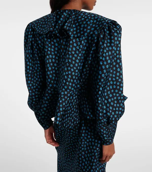 Chloé Polka-dot Peplum Silk Jacquard Blouse