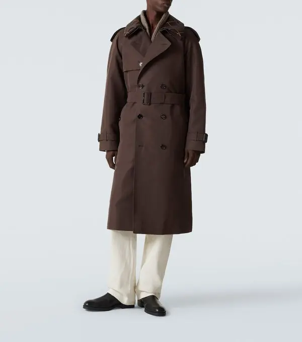 Burberry Check Silk And Cotton Trench Coat