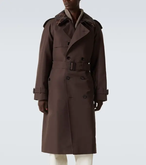 Burberry Check Silk And Cotton Trench Coat