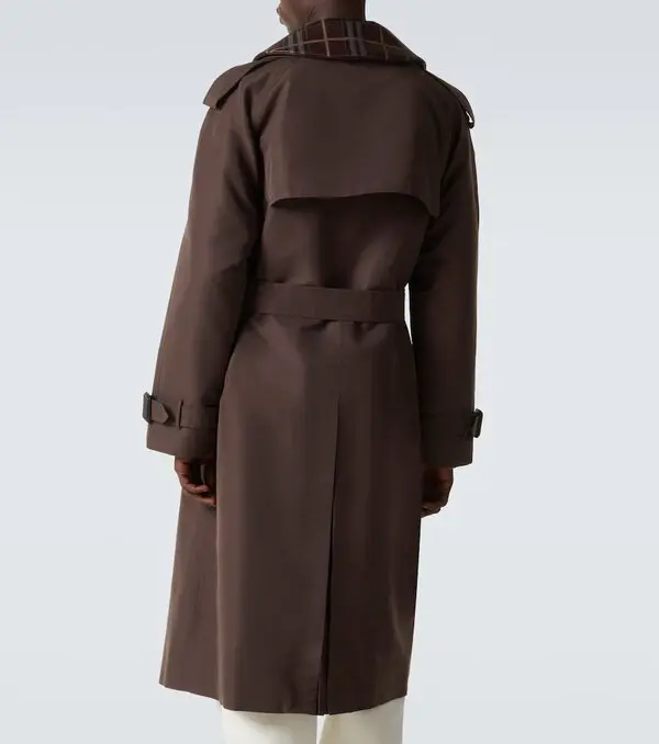 Burberry Check Silk And Cotton Trench Coat