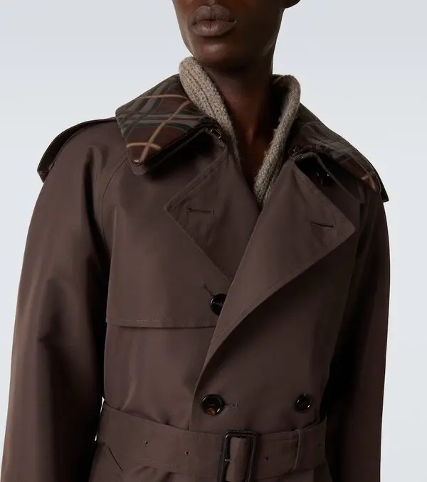 Burberry Check Silk And Cotton Trench Coat