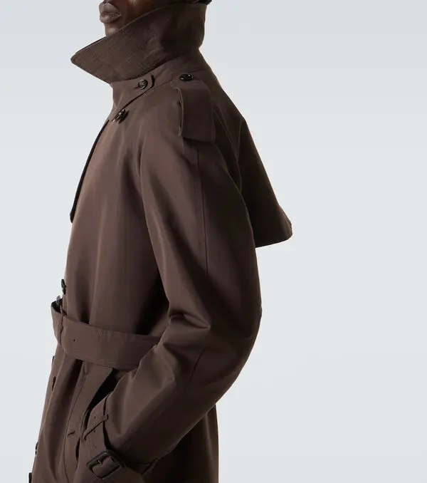 Burberry Check Silk And Cotton Trench Coat