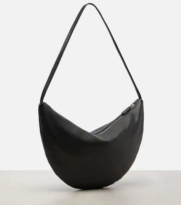 THE ROW Izzy Leather Shoulder Bag - Black